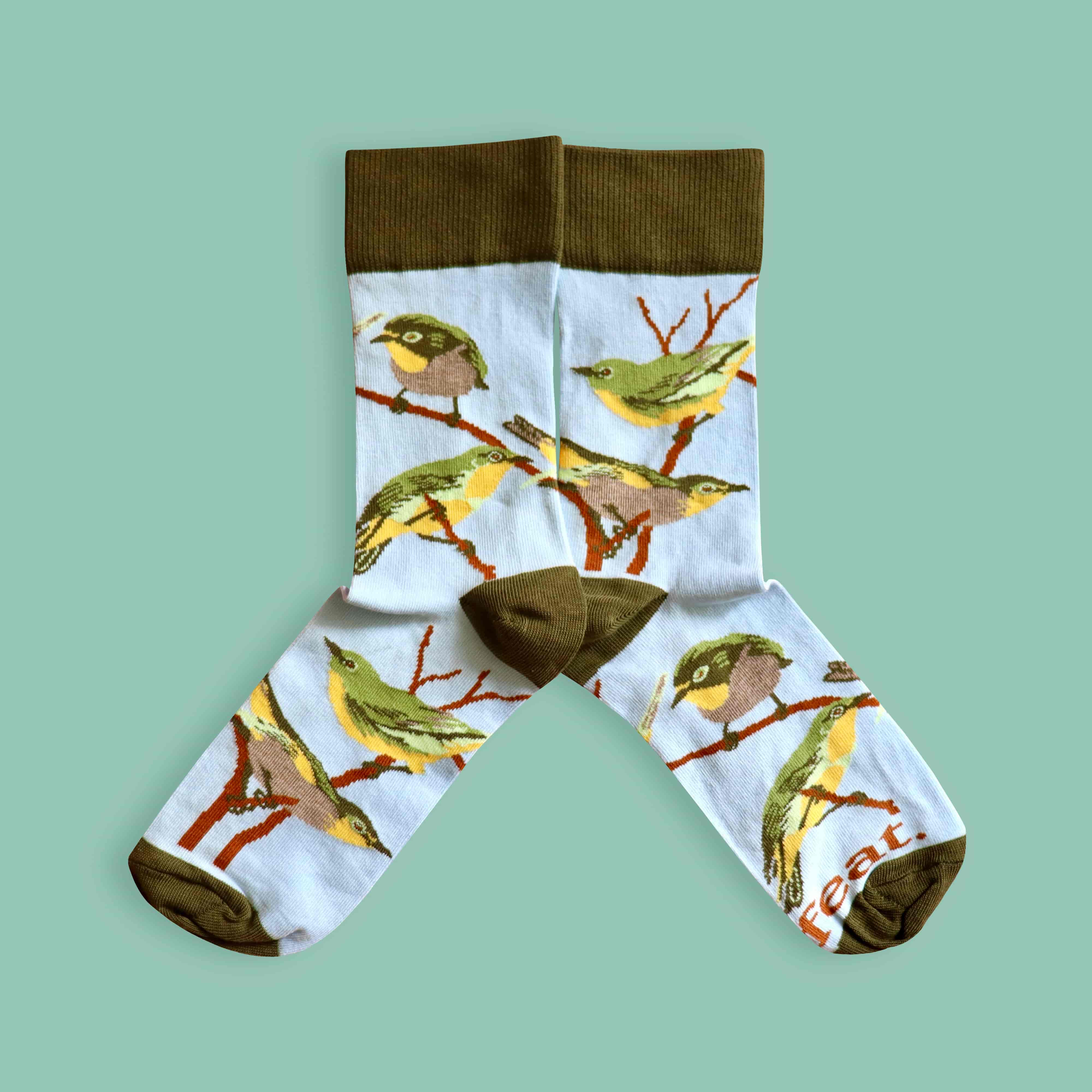 Men’s Cape White-eye Bird socks | Designer socks inspired by birds of ...