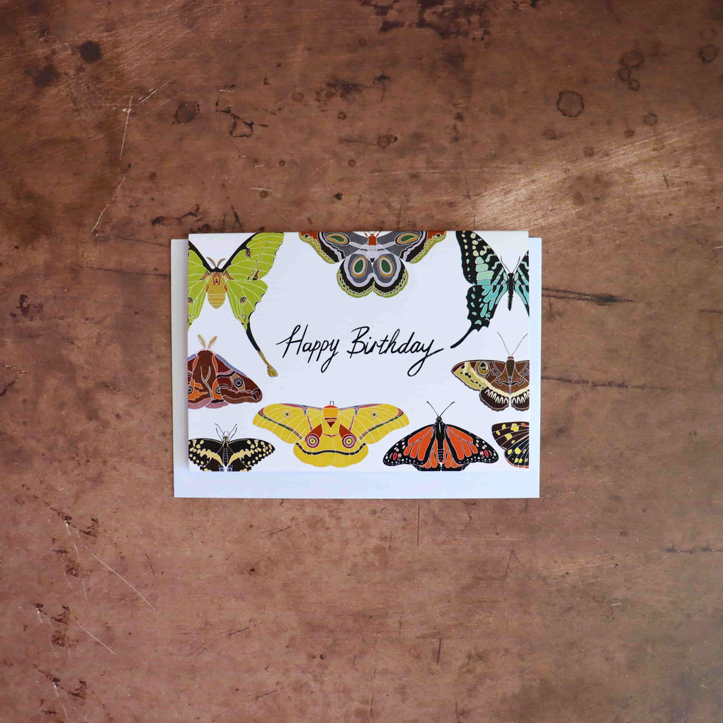 Moths & Butterflies Happy Birthday Greeting Card – Feat. Designer Goods